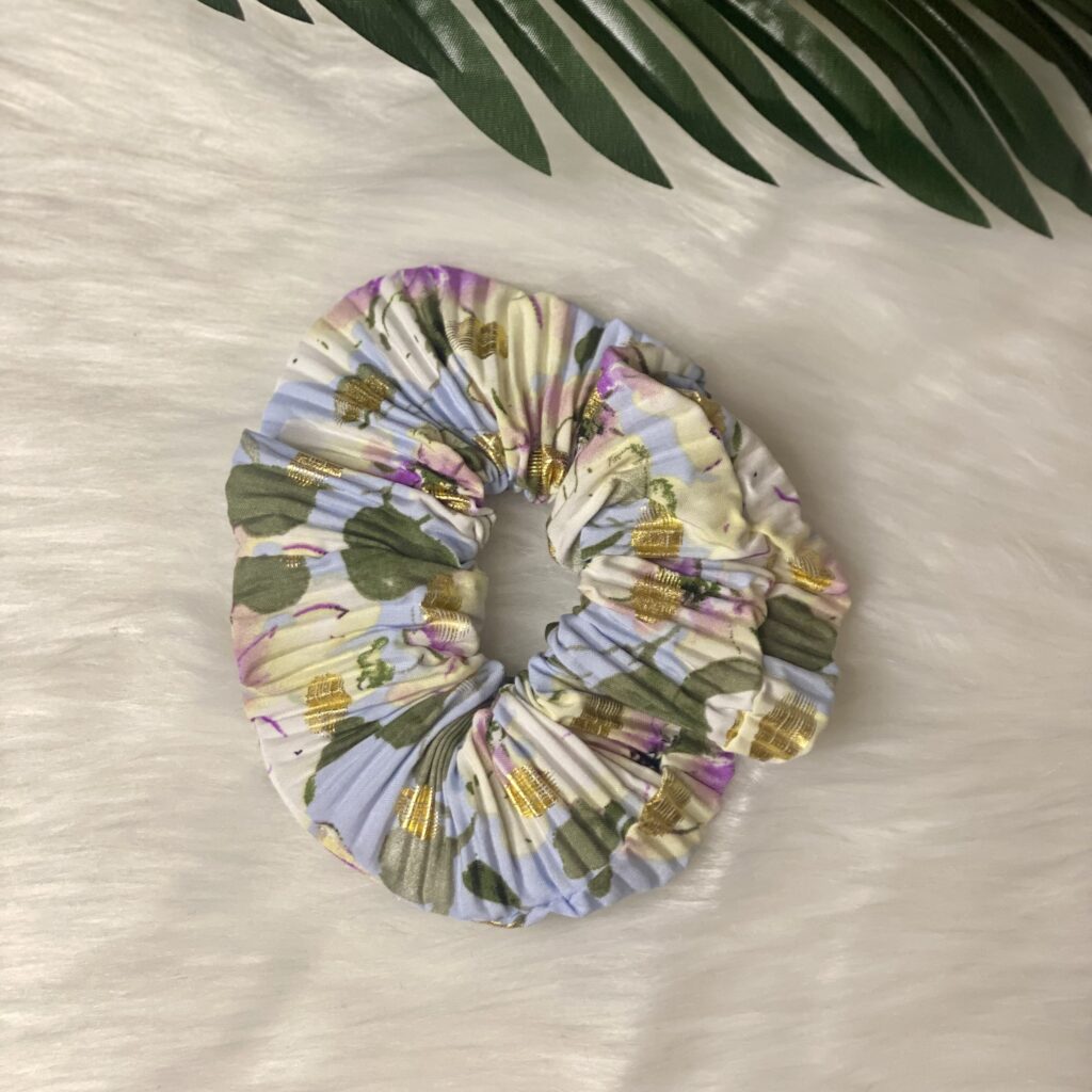 Large Pleated Floral Scrunchie | All Things Hair By Sade